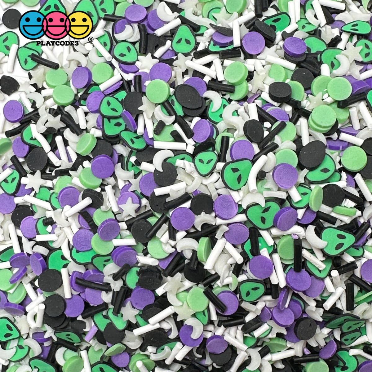 Alien Invasion Halloween Glow in the Dark Stars Moons Fake Clay Sprink ...