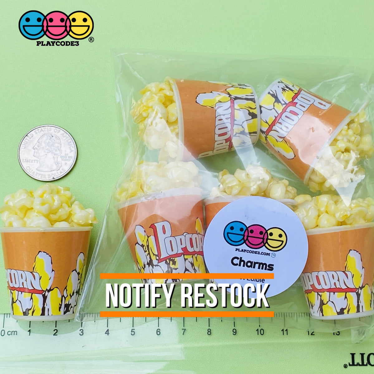 Buttered Popcorn Movie Buckets Charms Cabochon Fake Food 5 pcs| PLAYCODE3