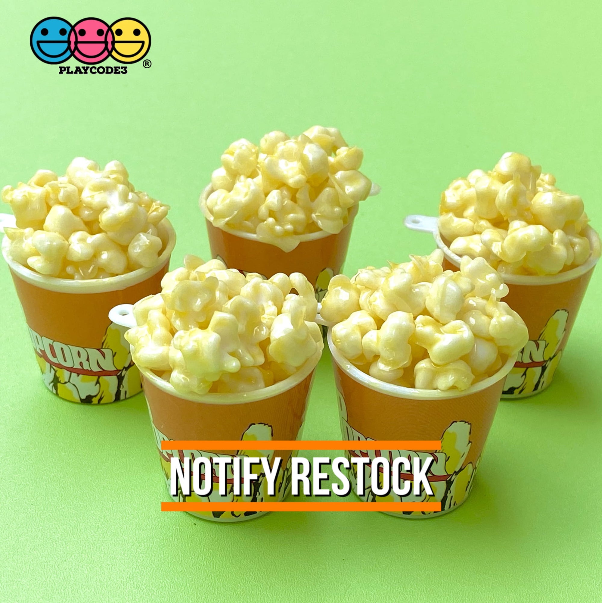 Buttered Popcorn Movie Buckets Charms Cabochon Fake Food 5 pcs| PLAYCODE3
