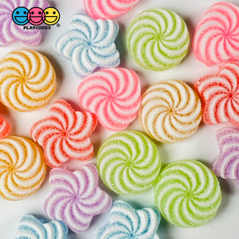 Candy Sugar Coated Swirls Fake Candies Multi Colors Shapes Flatback NO ...