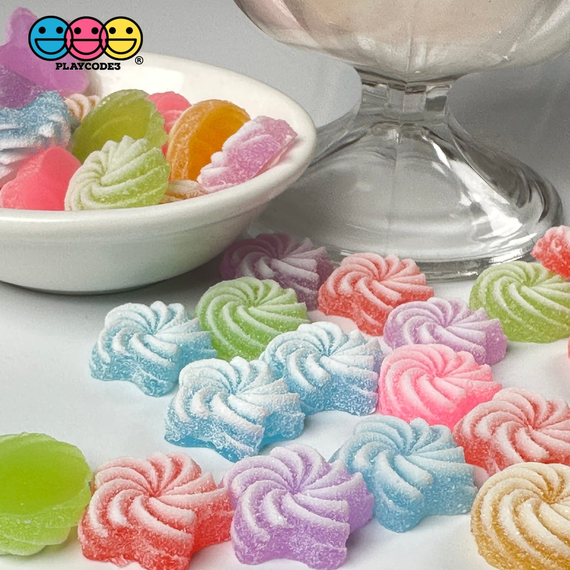 Candy Sugar Coated Swirls Fake Candies Multi Colors Shapes Flatback NO ...