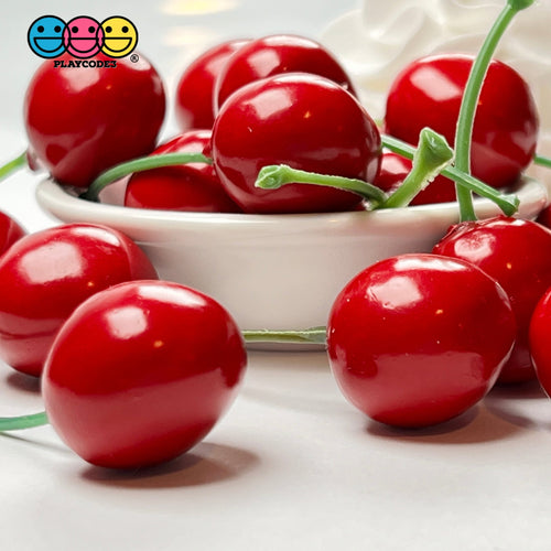 Cherry Charms Red and Dark Red Fake Realistic Charms Faux Food Cherrie ...