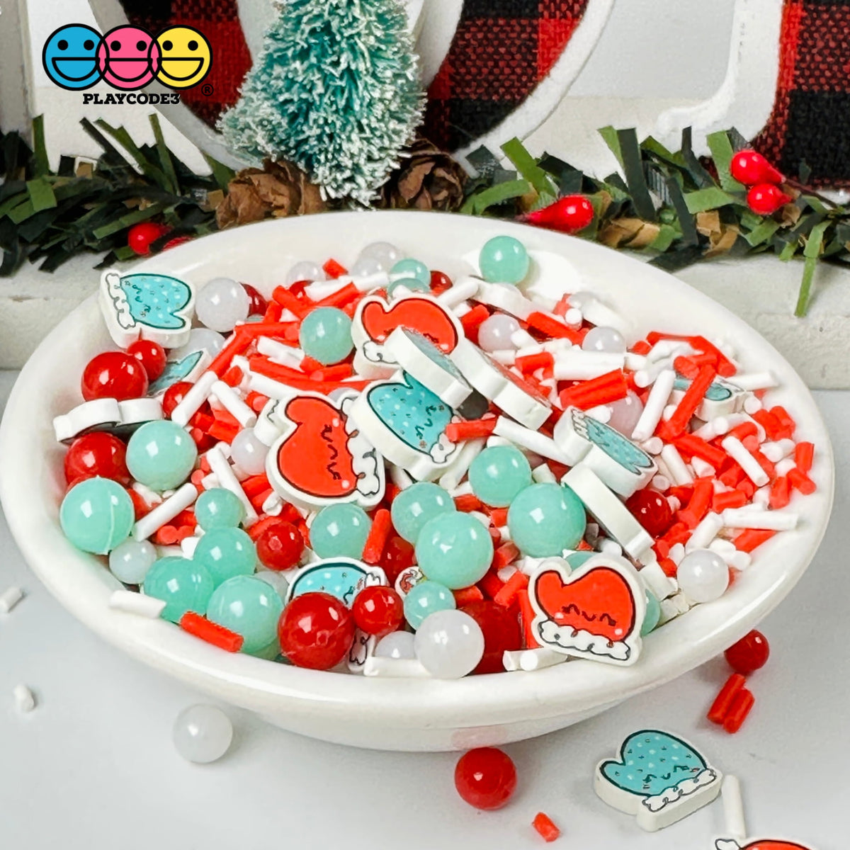 Christmas Mitten Mix Kawaii Face Craft Supplies | PLAYCODE3| PLAYCODE3