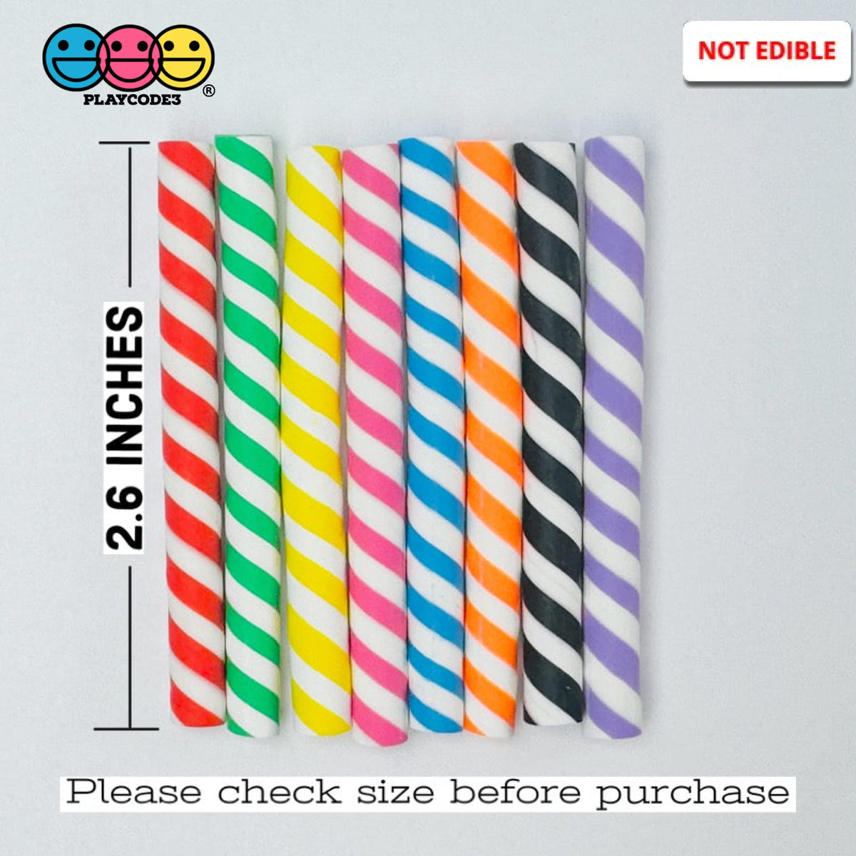 Fake Peppermint Sticks Candy Cane Swirl 8 Colors Charms Fake Candies C ...