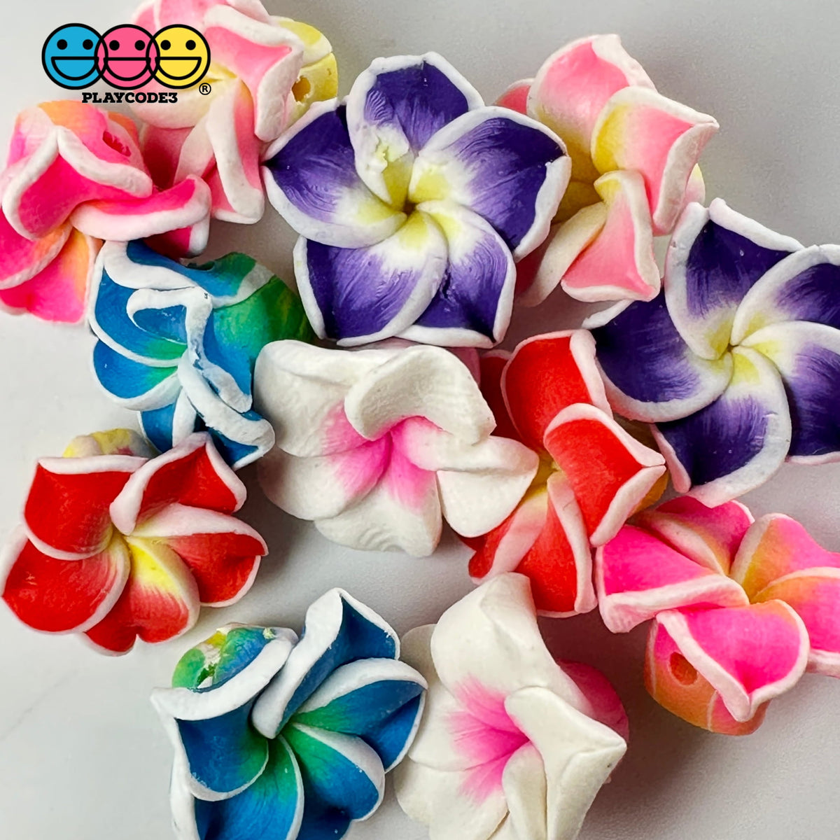 10/12pcs Hawaiian Plumeria Charms with Holes Fake Flower Flatback ...