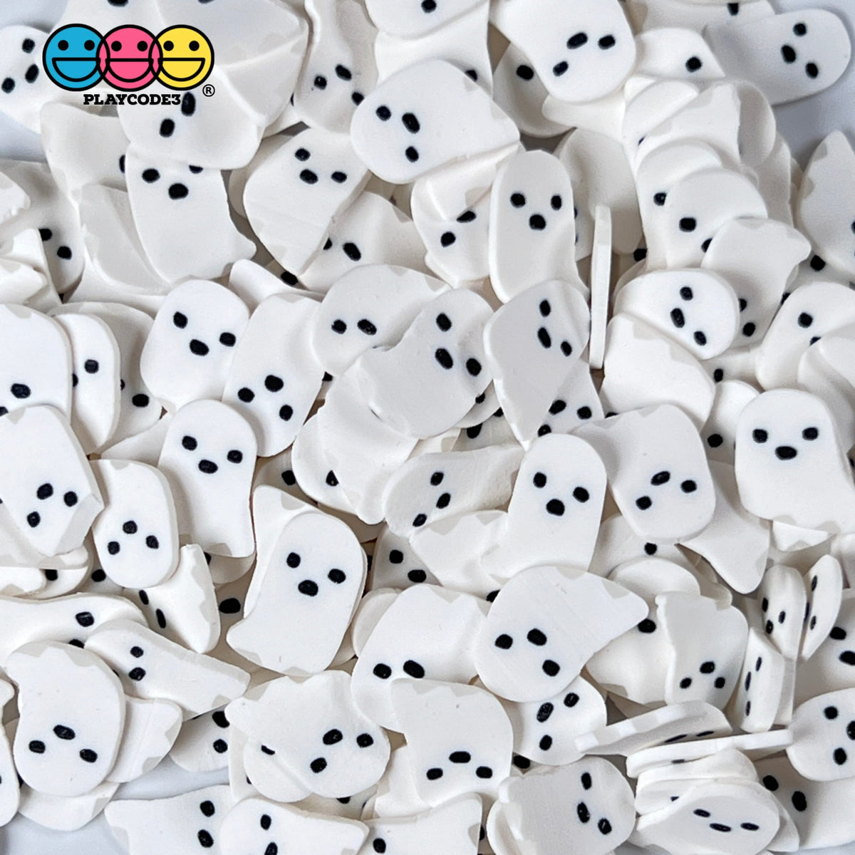 Spooky White Ghost Fimo Slices - Halloween Sprinkles| PLAYCODE3
