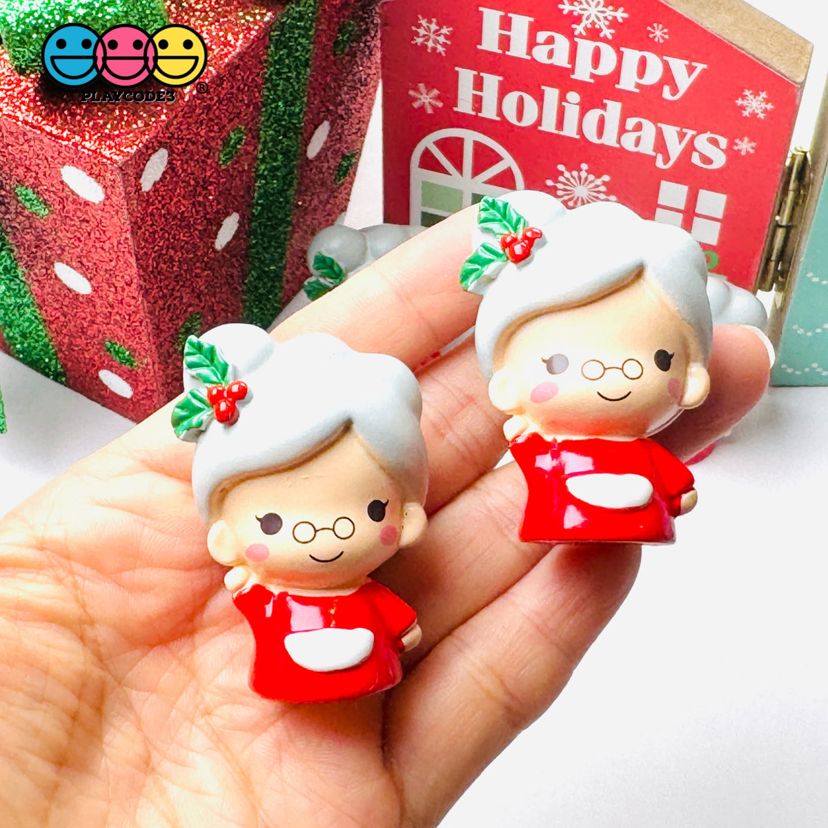 Mrs. Clause Santa 5pcs 3D Cabochons Decoden Charm Figurine Miniature ...