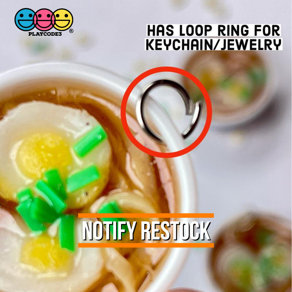 Ramen Noddle Egg Soup Bowl Mini with Loop Ring for Keychain Jewelry Re ...