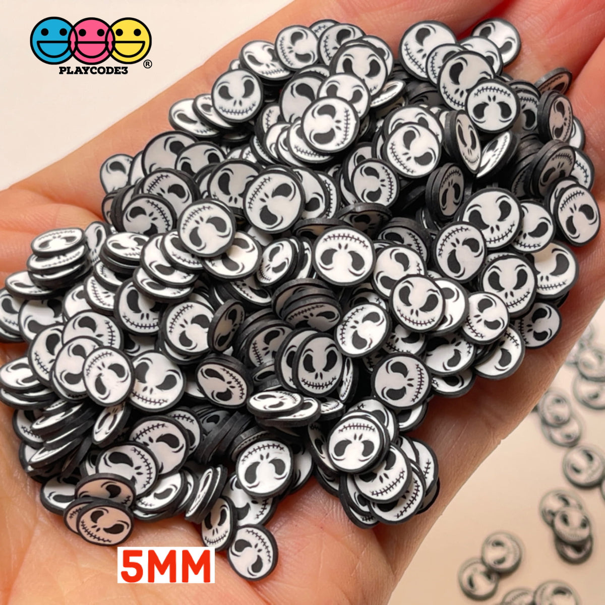 Skull Face Black White Skeleton Jack Skellington Fimo Slices Polymer C ...