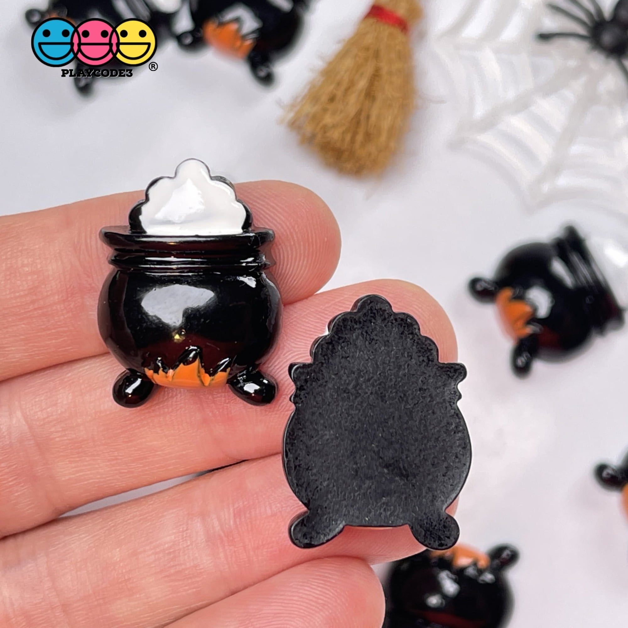 Witches Cauldron Flatback Charm Halloween Charms Cabochons 10 pcs ...