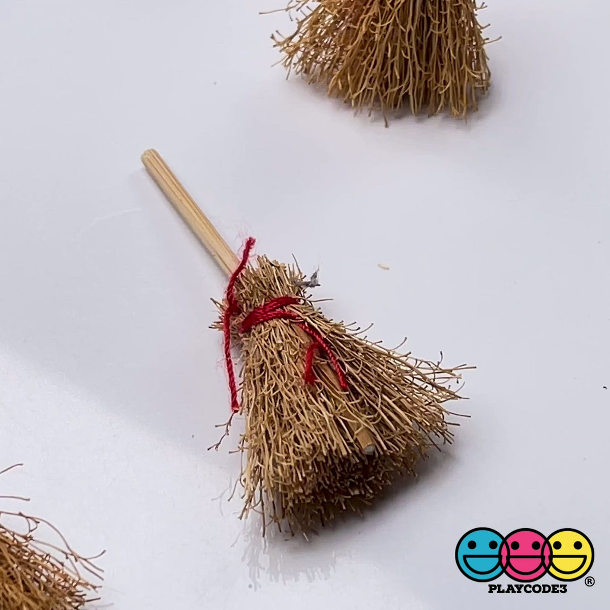 Brooms Miniature Wood and Hay Red Ribbon Halloween Witches Broomstick ...